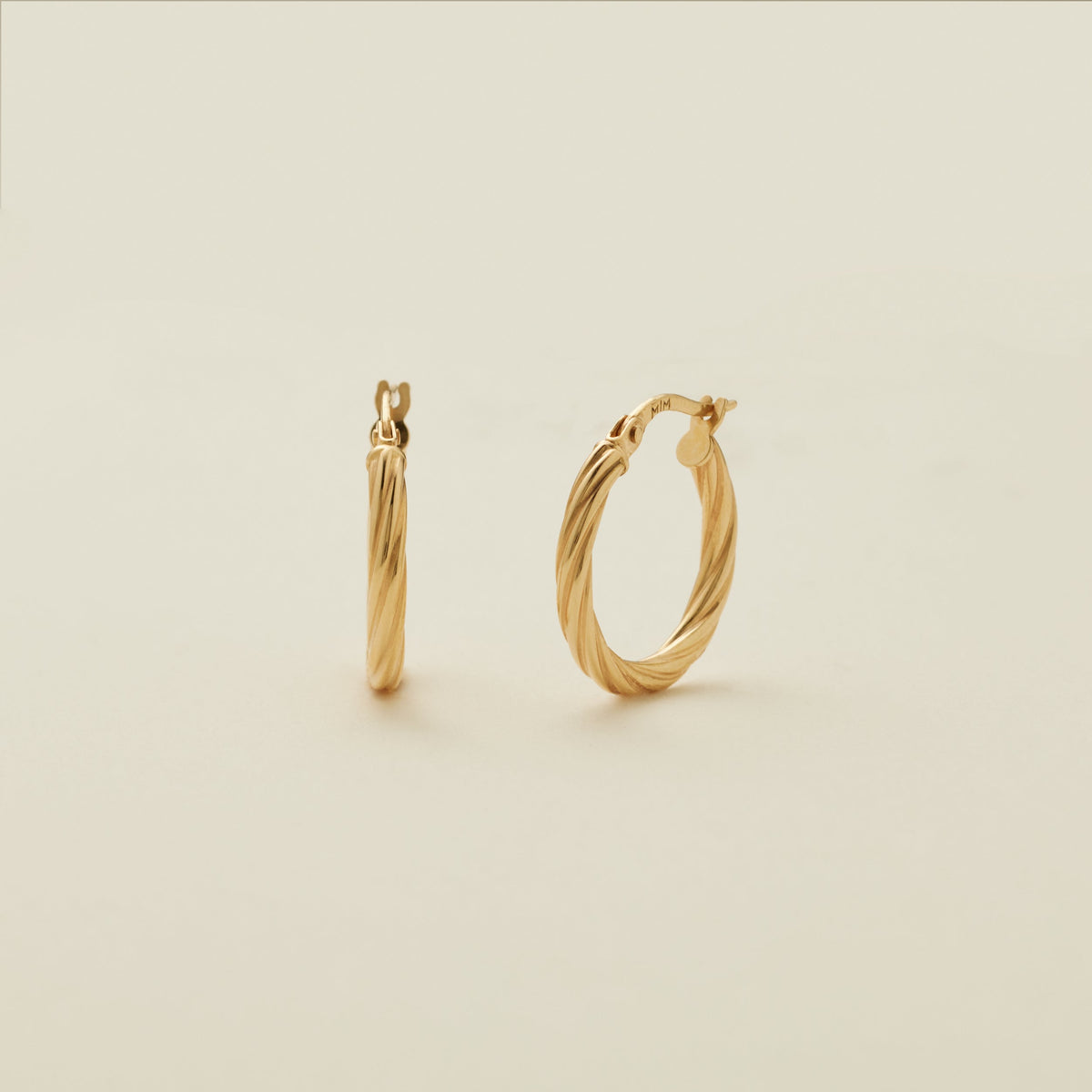 14k Solid Gold Twisted Hoop Earrings – Made By Mary