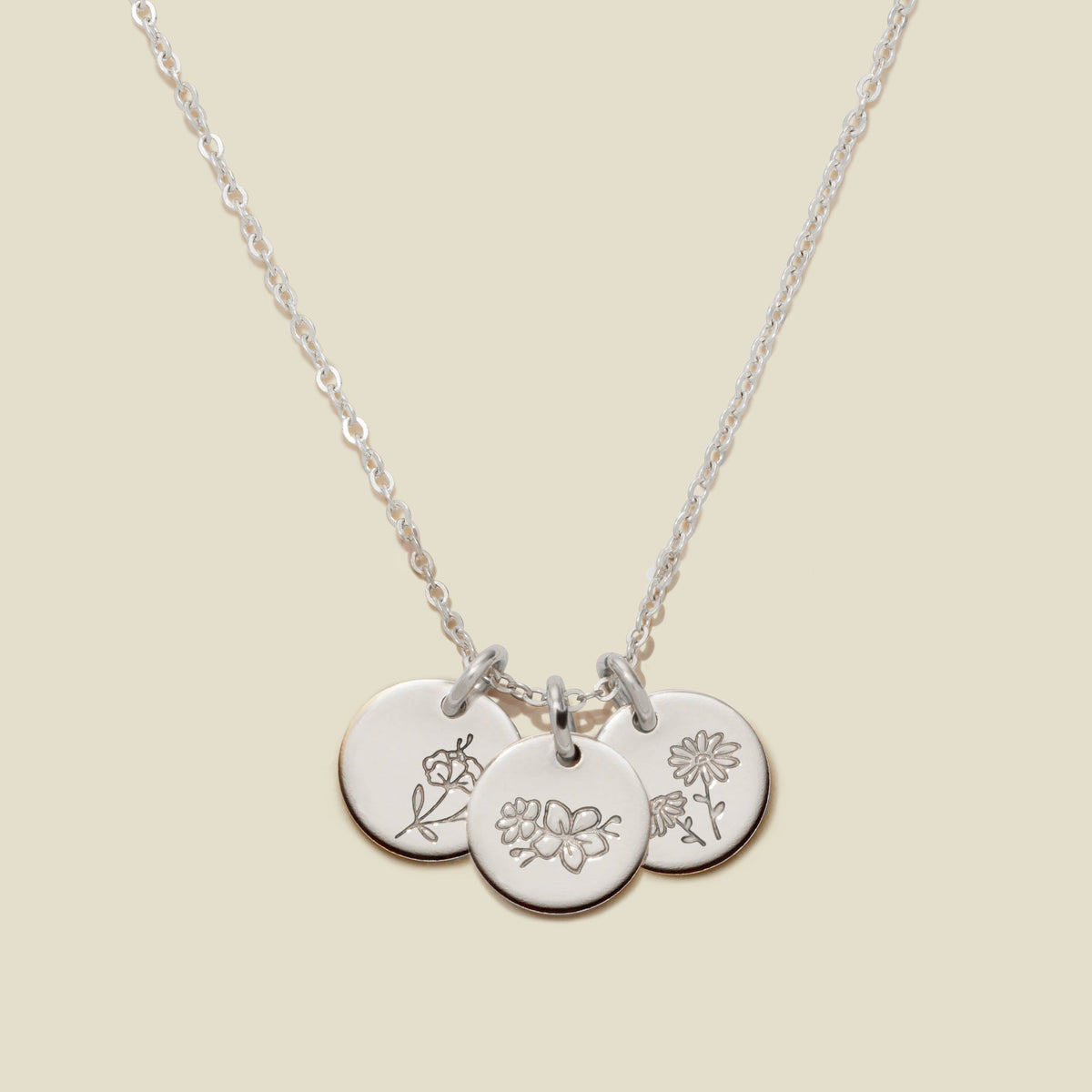 Birth Flower Stacker Necklace | 3/8" Disc – Made By Mary