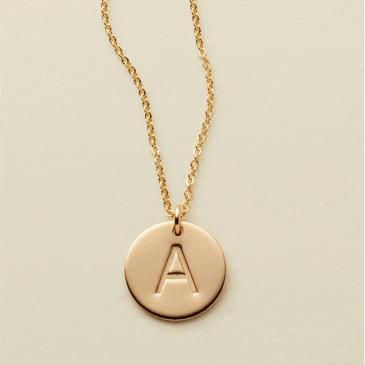 Made By Mary Initial Disc Necklace—1/2" | Hand Stamped, Personalized
