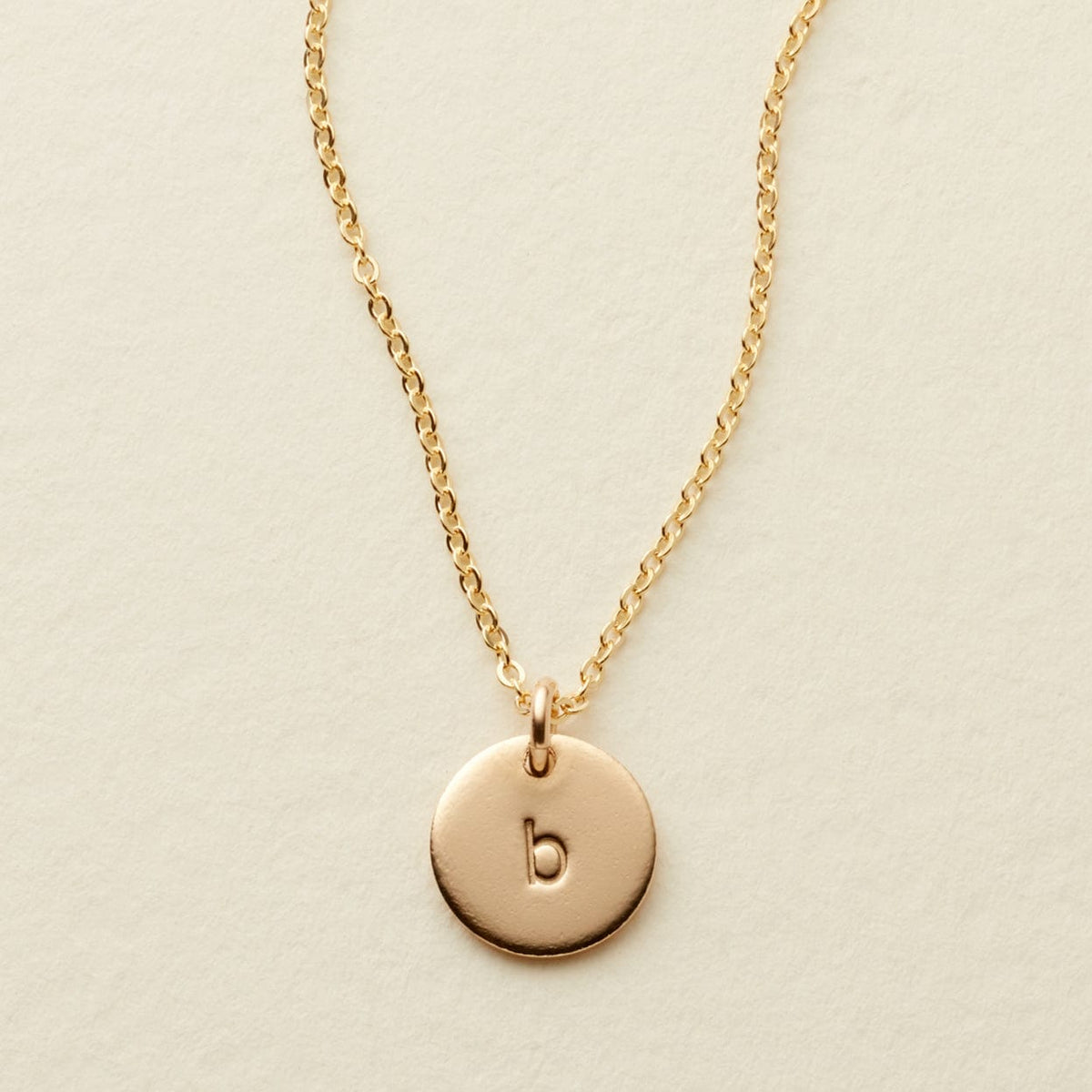 Made By Mary Initial Disc Necklace—3/8" | Hand Stamped, Stackable