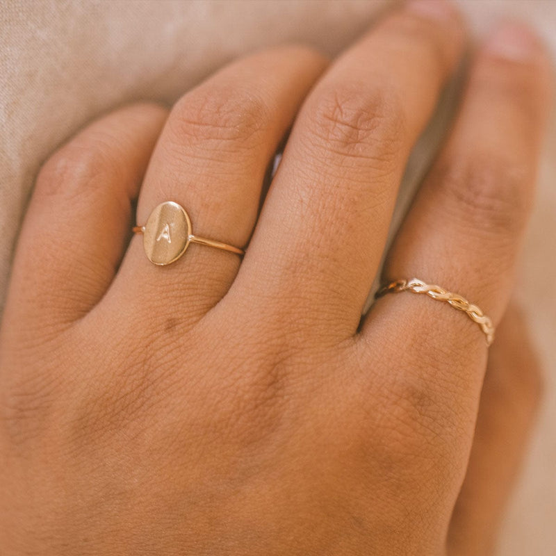 Made By Mary Oval Customized Ring | Hand Stamped, Gold-Filled & Silver